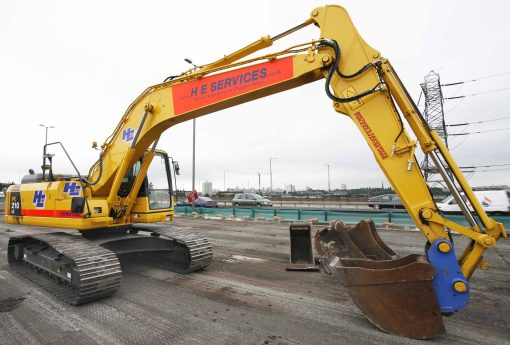 Hire a Long Reach Digger - H. E. Services (Plant Hire) Ltd